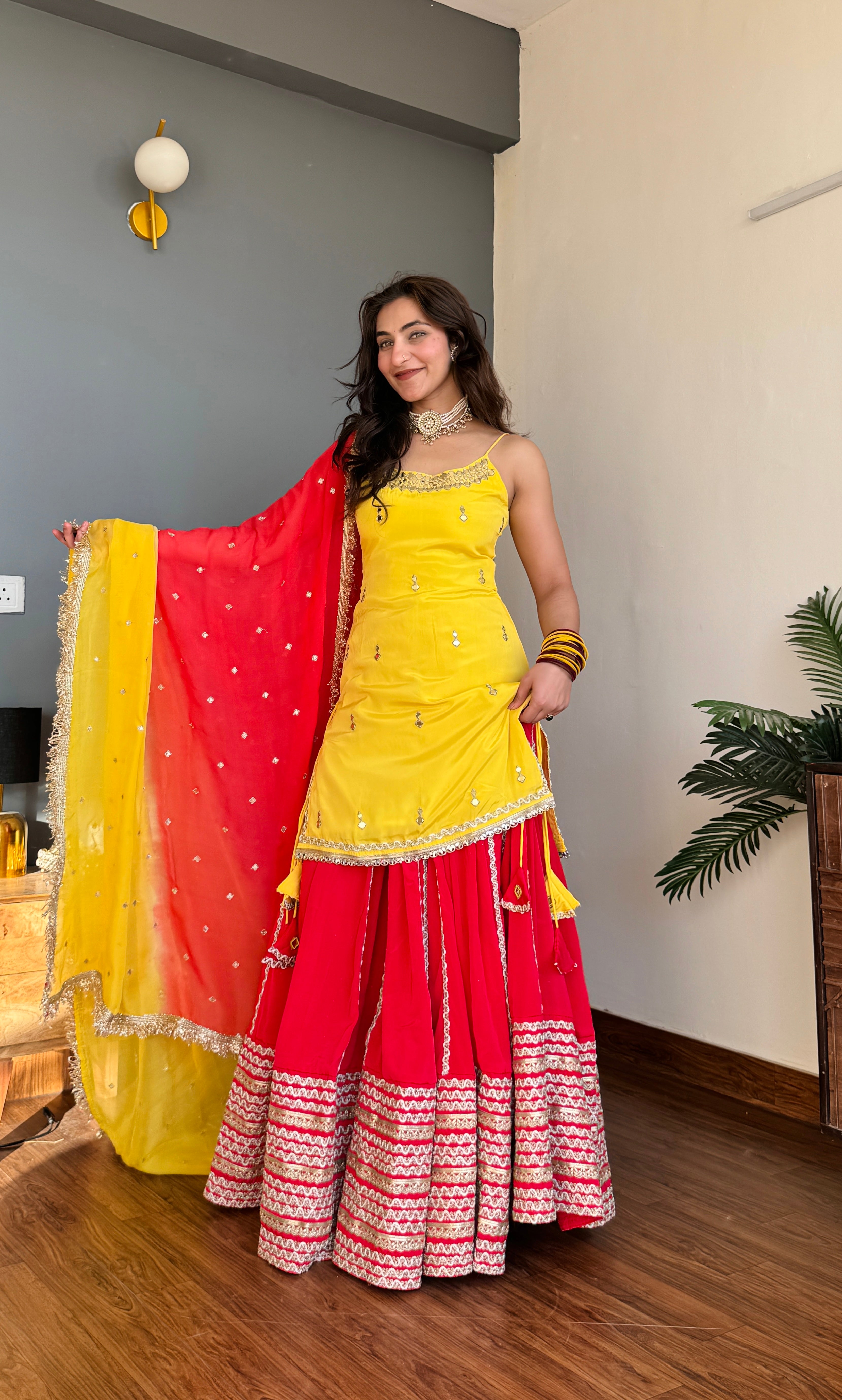 Buy Peela Patakha Lehenga Online | Kzari – Kzari Women's Collection